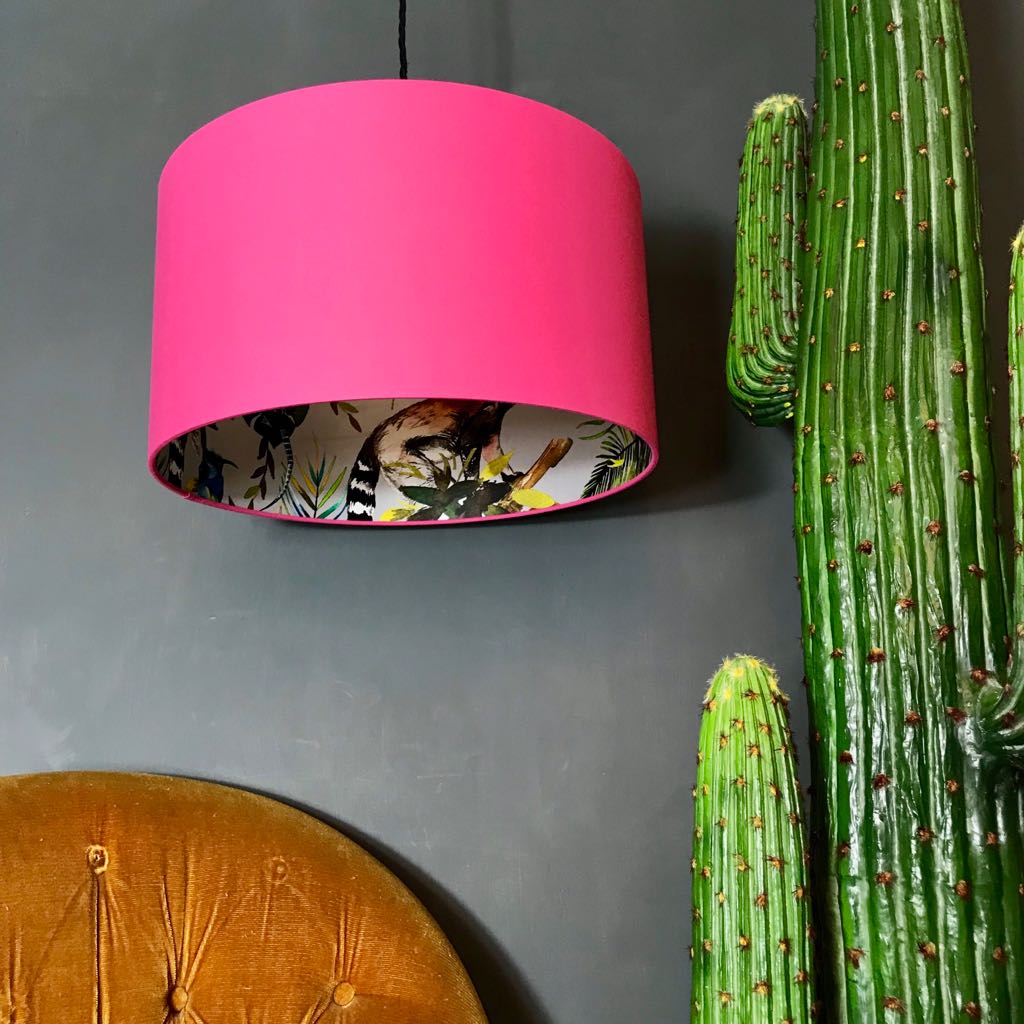 Silver Lemur Silhouette Lampshade in Bubblegum Pink – Love Frankie