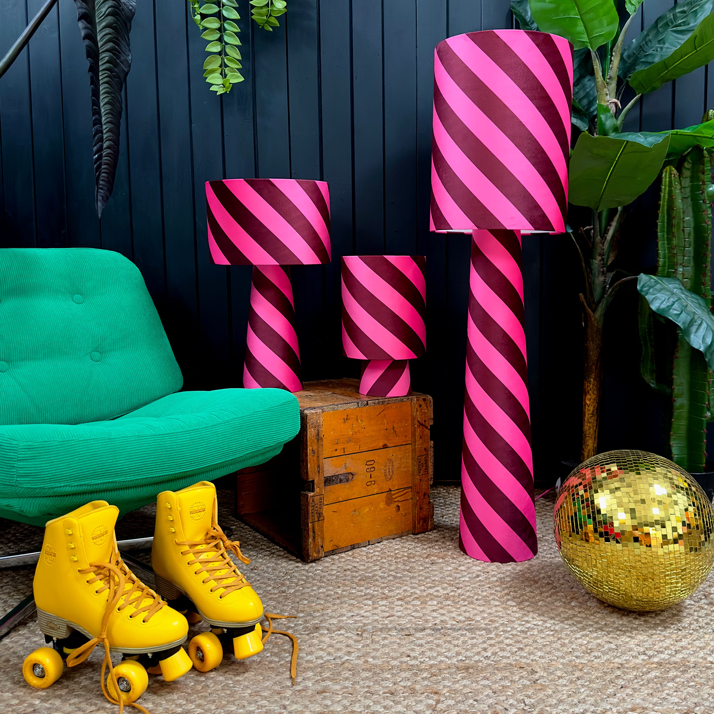Portable Helter Skelter Velvet lamps in Raspberry Ripple – Love Frankie